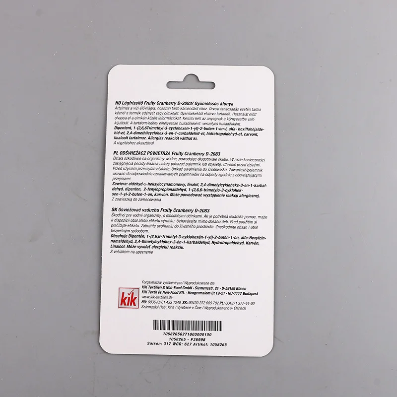 Custom Plastic Cardboard Blister Packaging Insert Paper Card