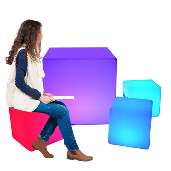 Modern Led Light-emitting Cube Outdoor Furniture Creative Remote ...