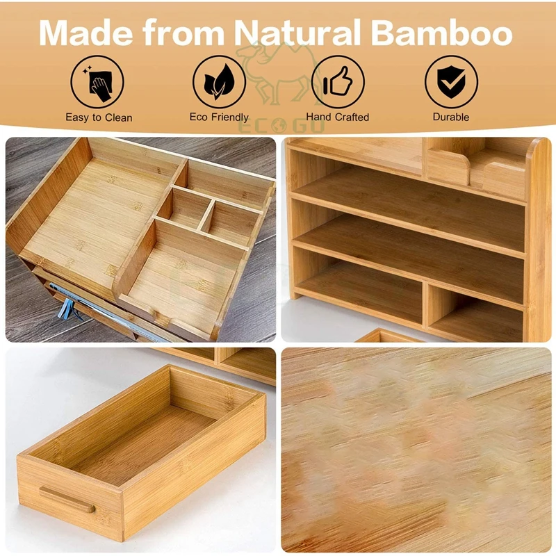 Hot Bamboo Desktop Organizer Home Office Bamboo Desk Drawer Organizer 4 ...
