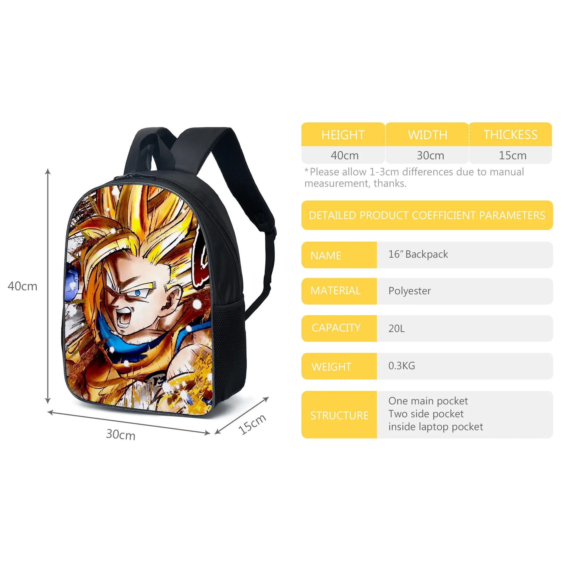 Anime Goku Dragon Ball Z Backpack Rucksacks Teenagers Laptop Bag Canvas ...