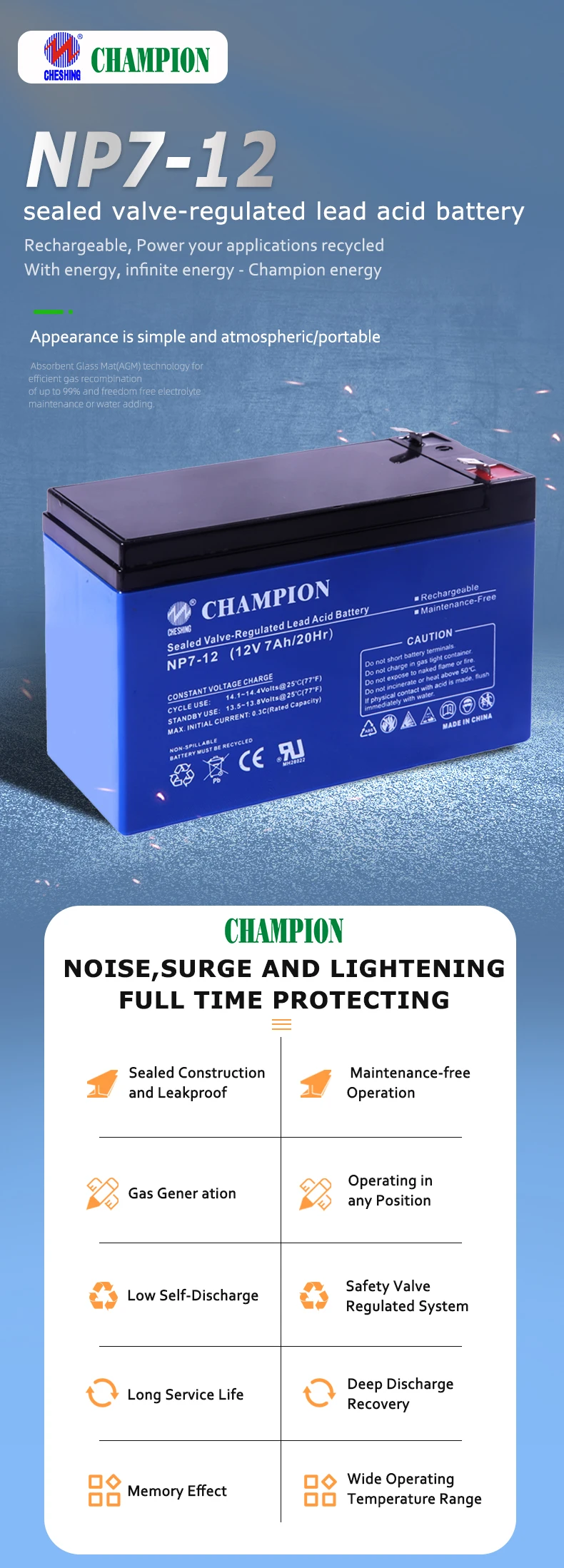 CHAMPION 12V Lead Acid Batteries - Reliable Power Solutions