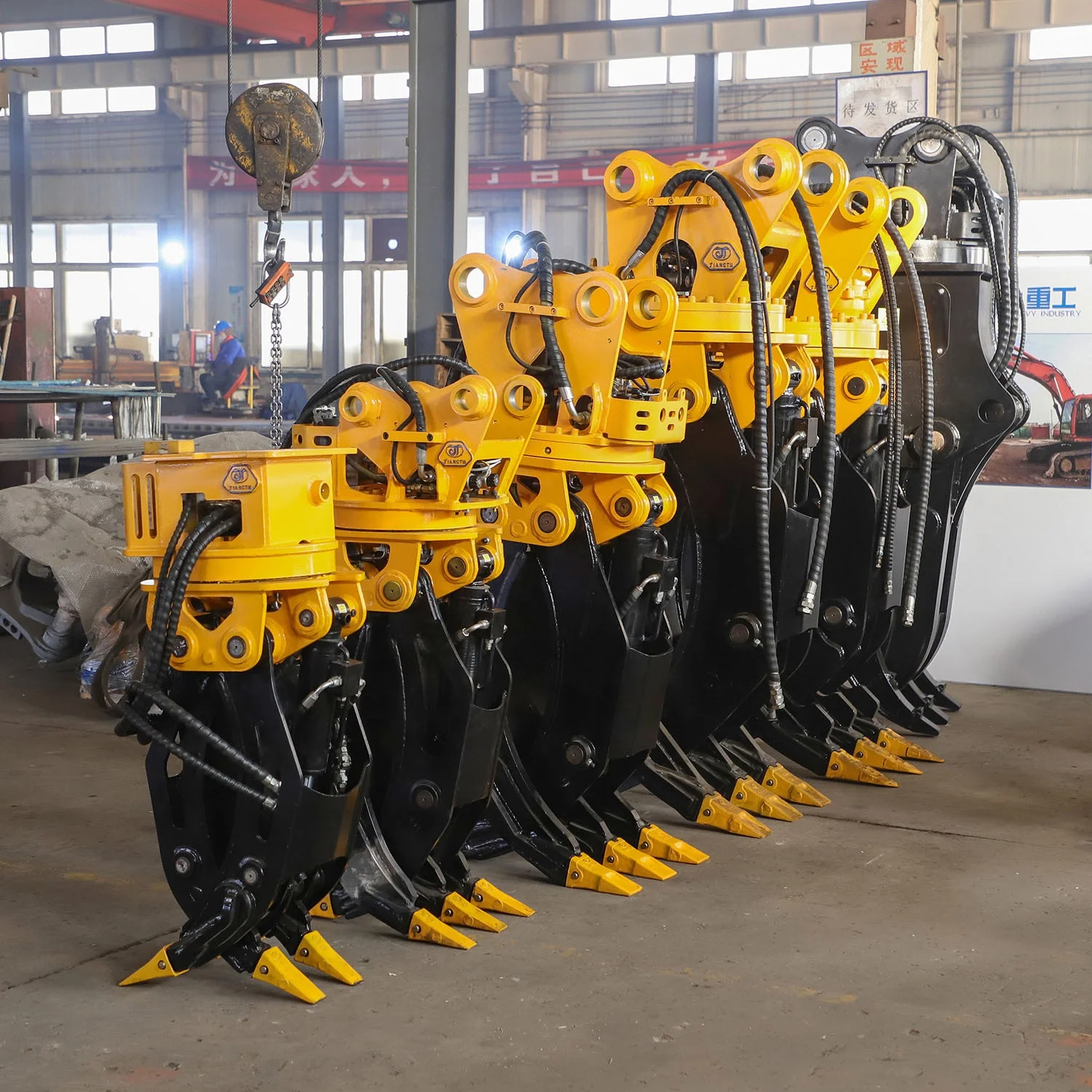 360 Degree Rotating Excavator Hydraulic Log Grapple Stone Grab ...