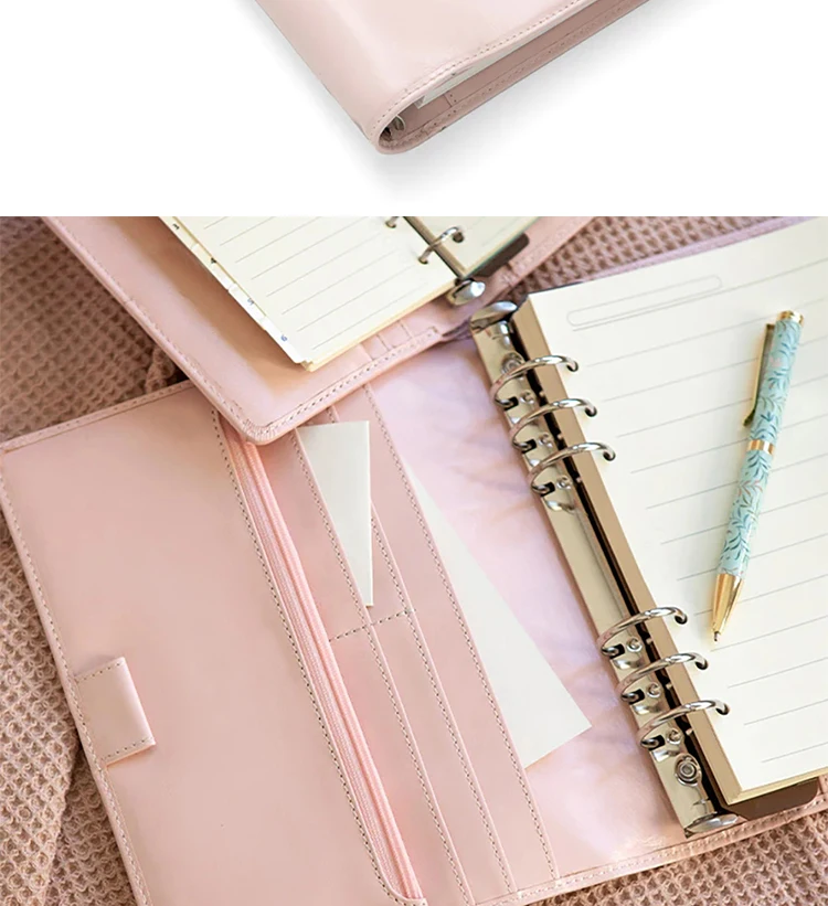 Custom Pu Leather Binder Notebook A5 A6 6 Rings Spiral Bound Work ...
