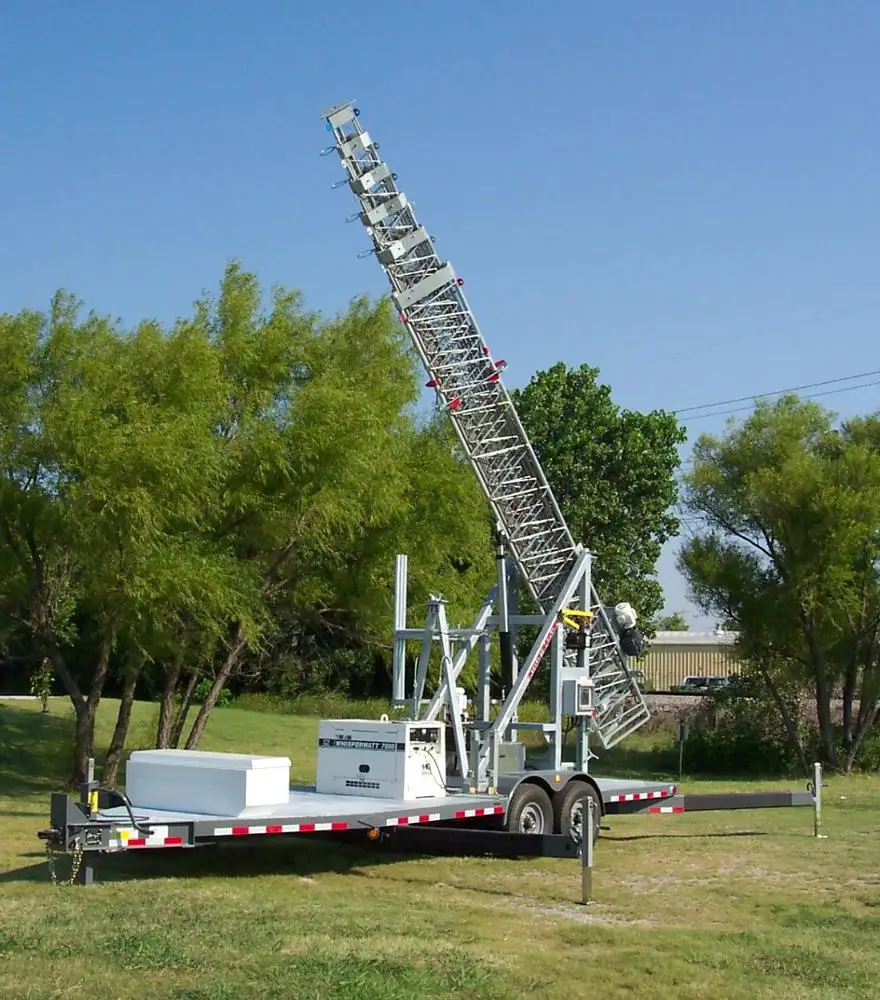 Cow Cell On Wheels On Heavy Trailer Communication Tower Telescoping ...