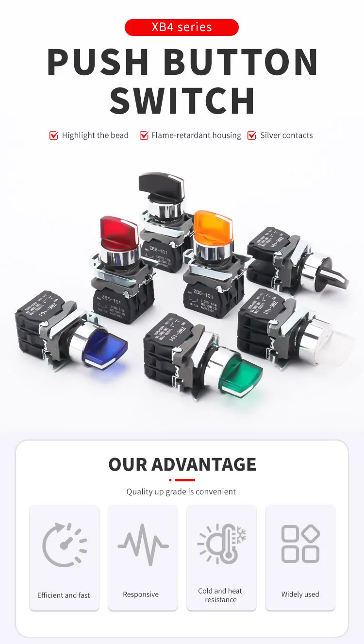 Industrial XB4 22mm LED Latching Push Button Switch with Lamp NO NC ...