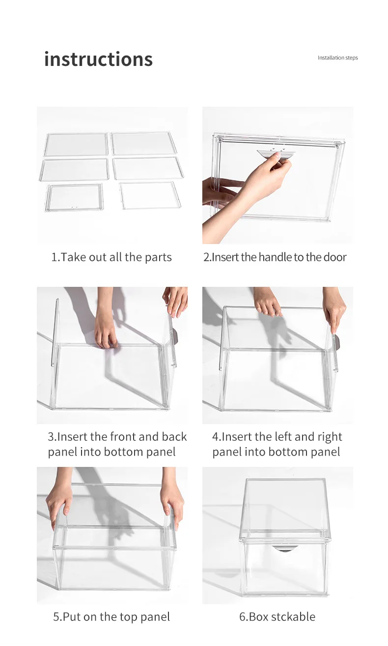 Wholesale Price Display Folding Stackable Organizer Plastic clear Transparent Acrylic Shoe Box ...