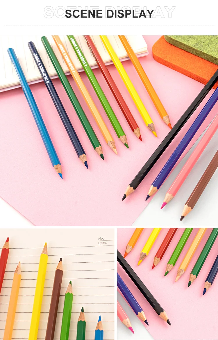 12 Colours Oil-Based Hexagonal Crayon Couleurs Drawing Sketching Pencil ...