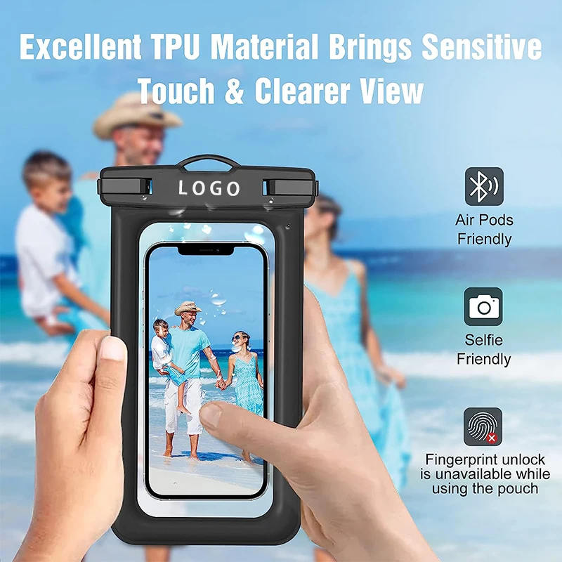 Customized Logo IPX8 Swim PVC Waterproof Cell Phone Bag