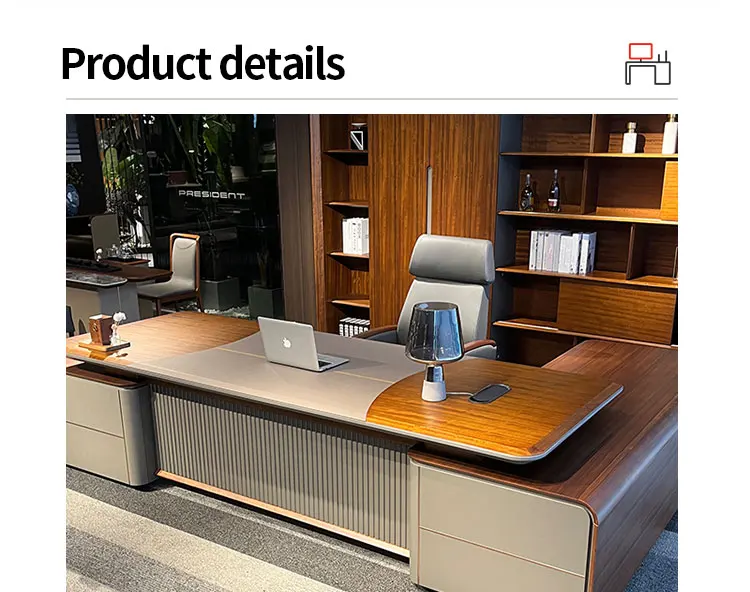 Wooden Luxury Office Table With Chair Modern Design Boss Desk Executive ...