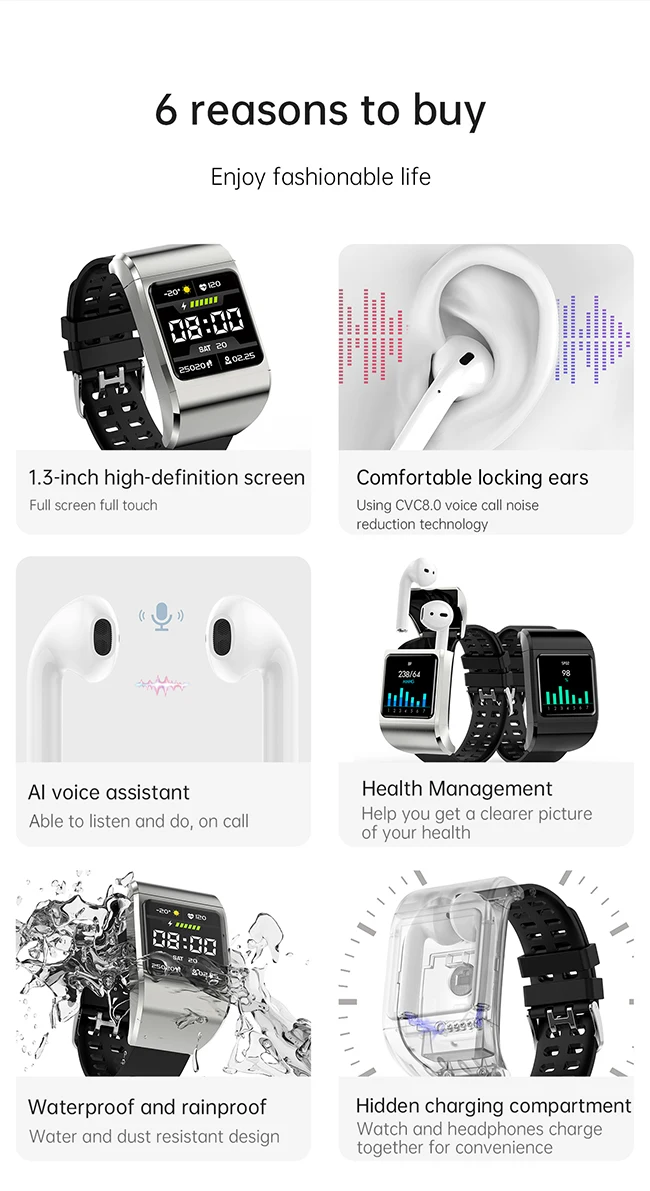 2022 New G36 Pro 2 In 1 Smart Watch With Bt Wireless Earphones And ...
