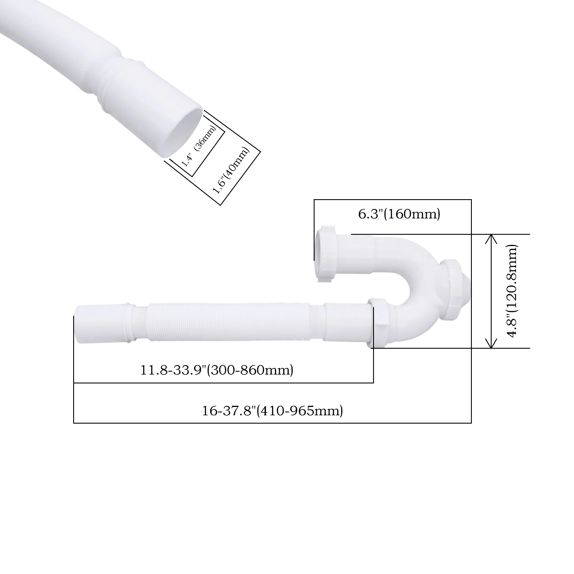 Cheap Basin Drain Head Flap Bottle Type Plastic Siphon Pipe PVC Siphon ...