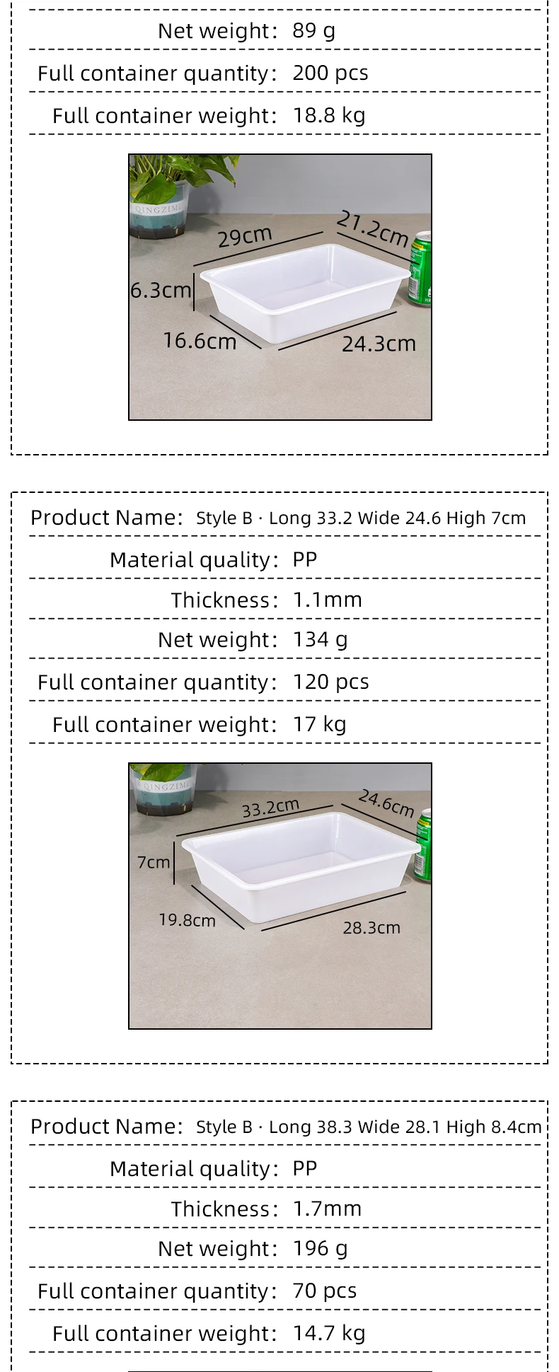 White Rectangular Plastic Storage Tray Fruit And Vegetable Uncovered ...