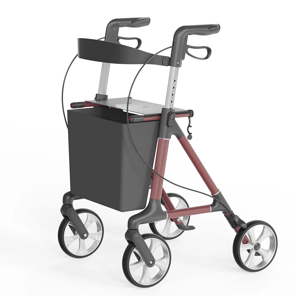 Electric Four Wheel Rollator Walker Elderly Aluminum 4 Wheel Walkers ...