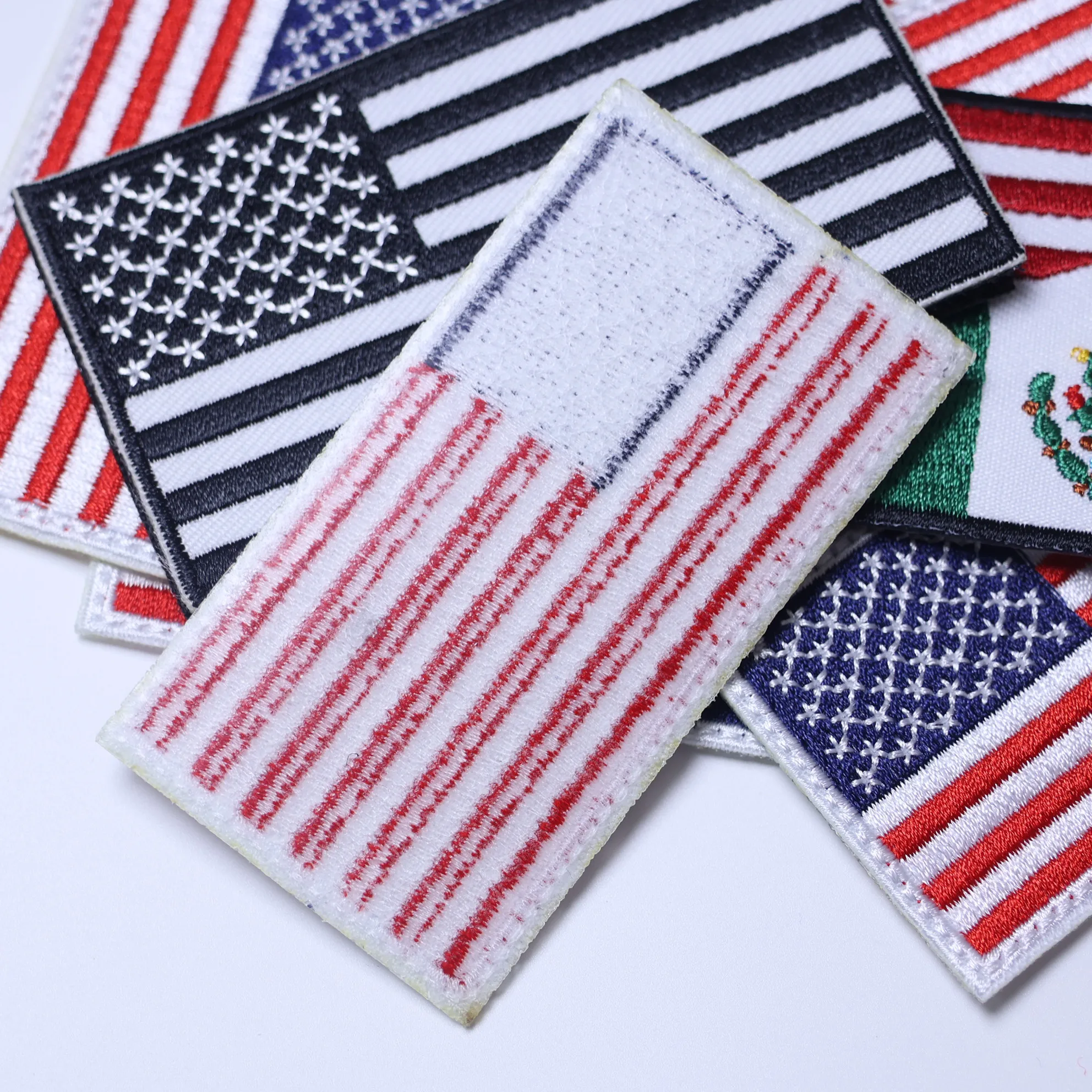 Custom Embroidered Border Iron-on and Velcro National Flag Embroidery ...