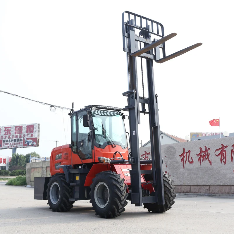4wd All Terrain Forklift Articulated Frame 4x4 Off-road Forklift 3 Ton ...