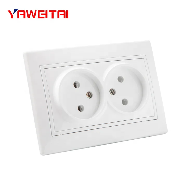European Wall Socket 2 Gang Socket Without Grounding Hide Wiring 2p ...