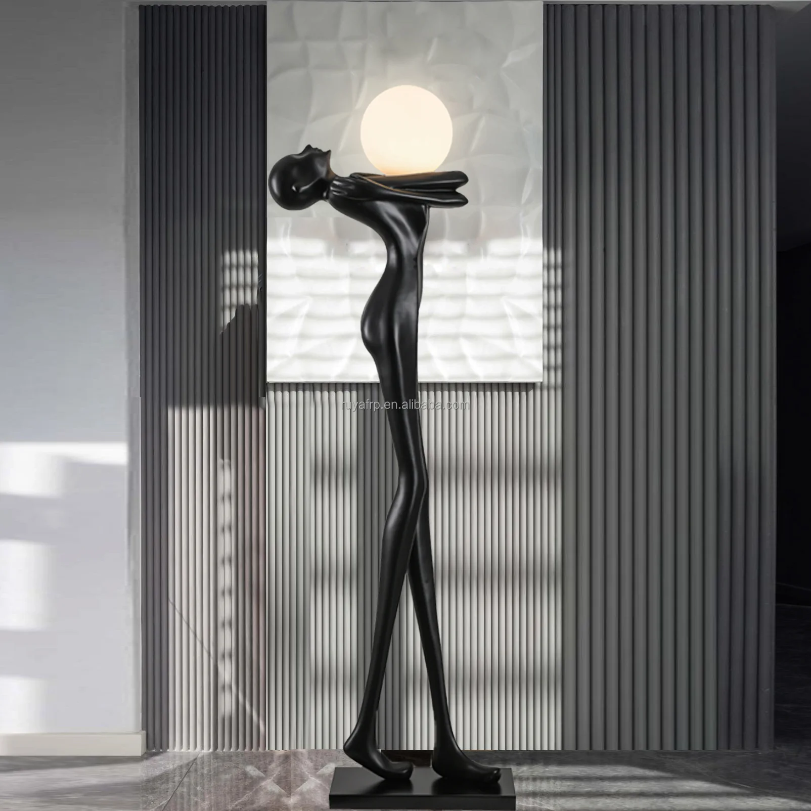 Sitting Female Statue Interior Design Sculpture With Lighting For Home ...