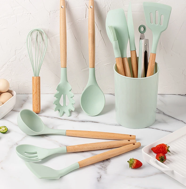 12pcs Silicone Kitchenware Cooking Utensils Set Non-stick Cookware ...