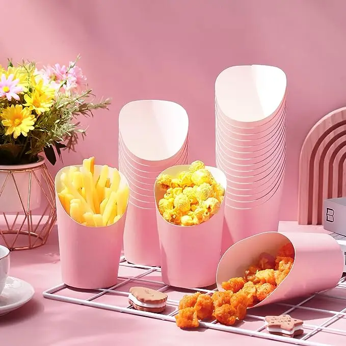Pink beveled kraft paper cup Chips cup disposable commercial ice cream ...