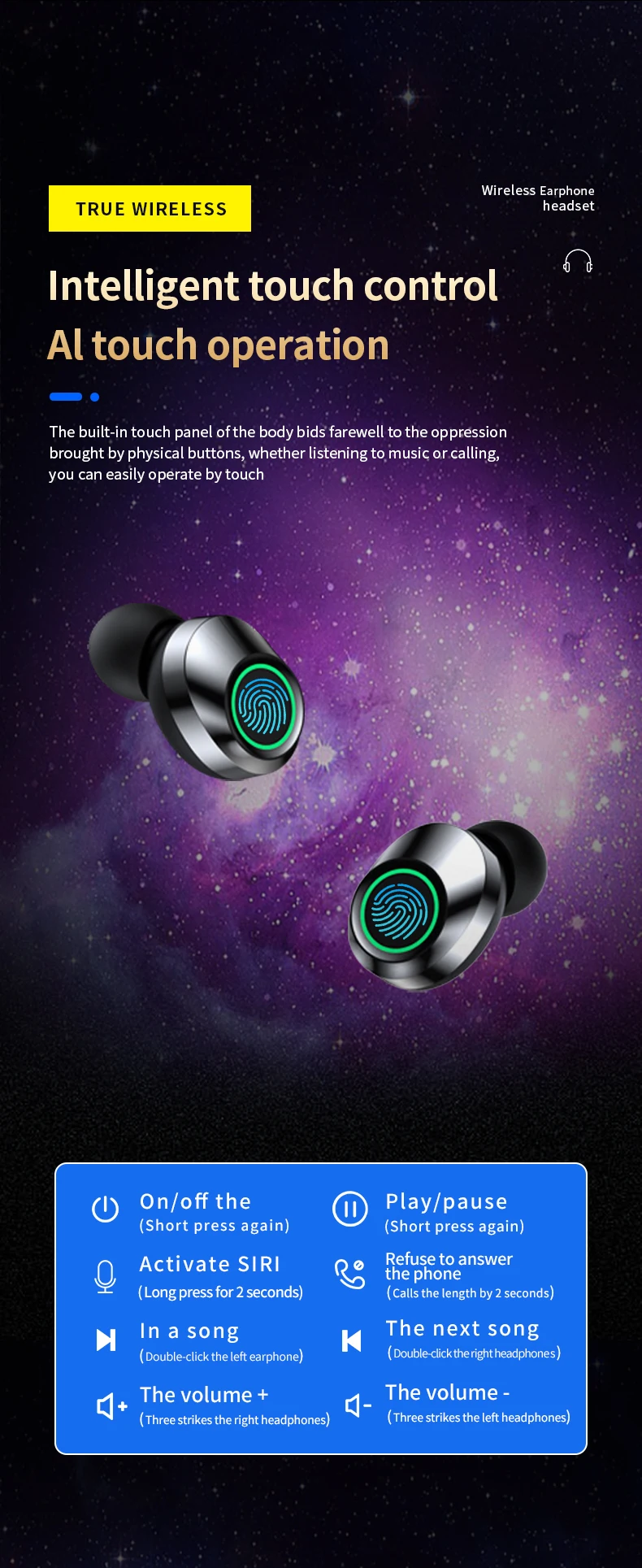 BQ50 Wireless Headphones - Sports Earphones with Power Bank