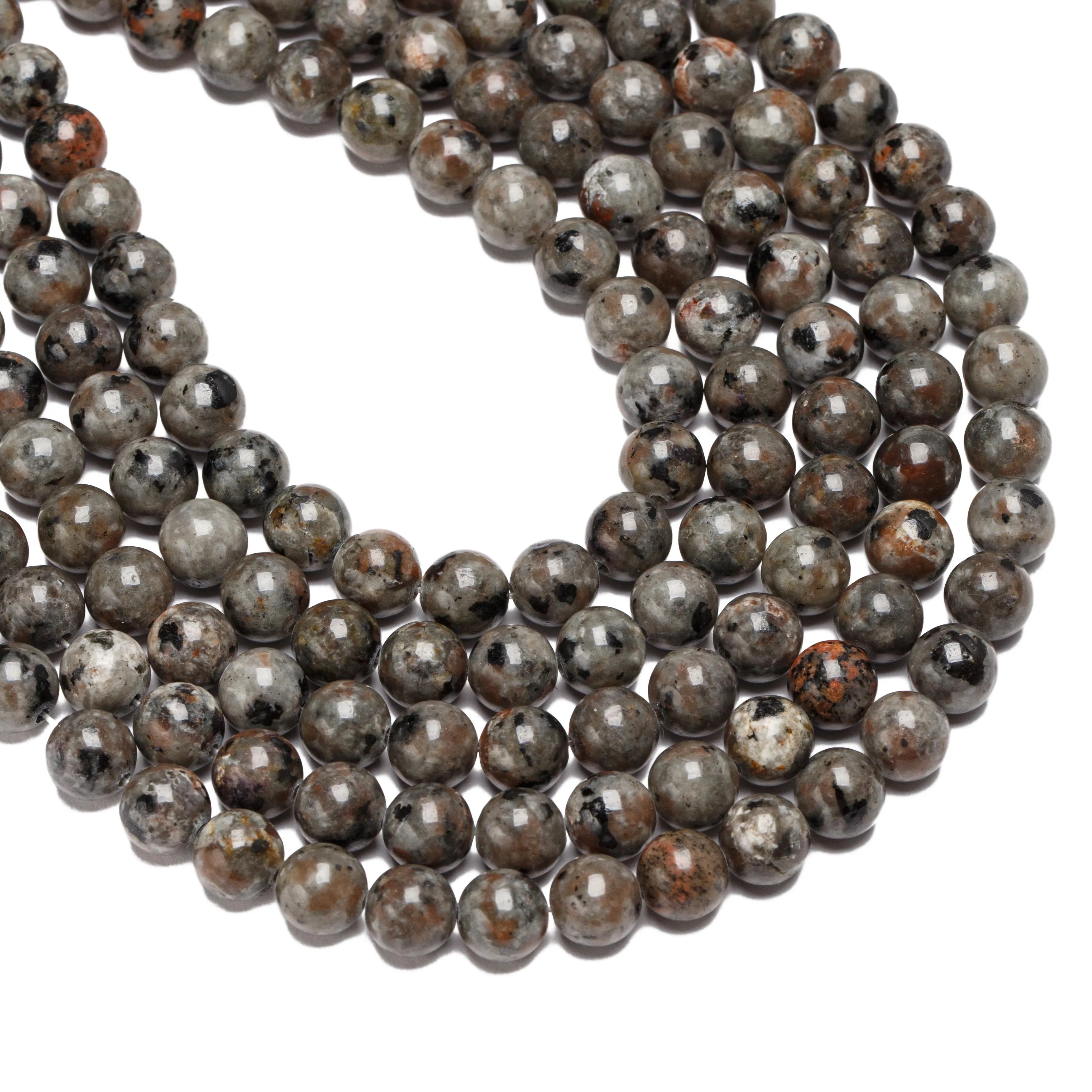 4-12mm Natural Flame Stone Beads Yooperlite Stone Round Loose Beads For ...