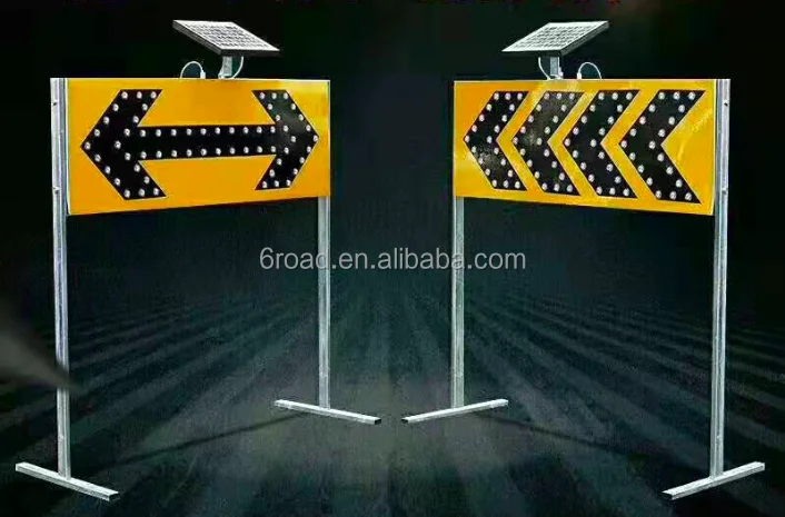 Solar Powered LED Arrow Warning Road Signs - Durable & Efficient
