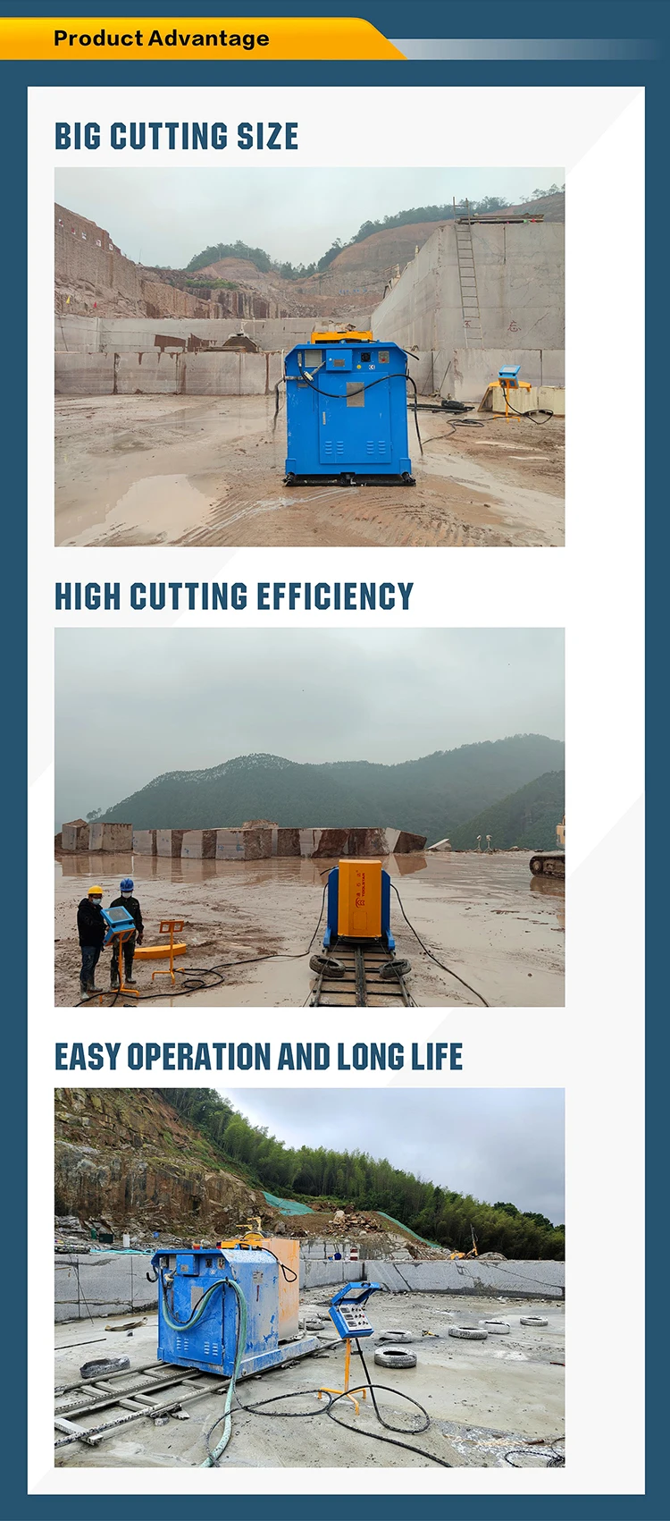 Toolstar Rock Blade Stone Cutting Machine for Quarry