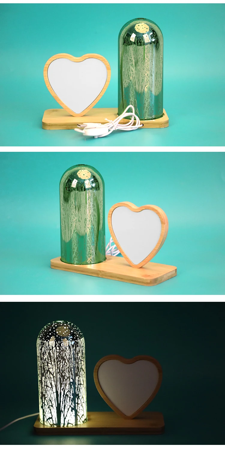 Starry Sky Bamboo Photo Frame with Custom Printing & Night Light