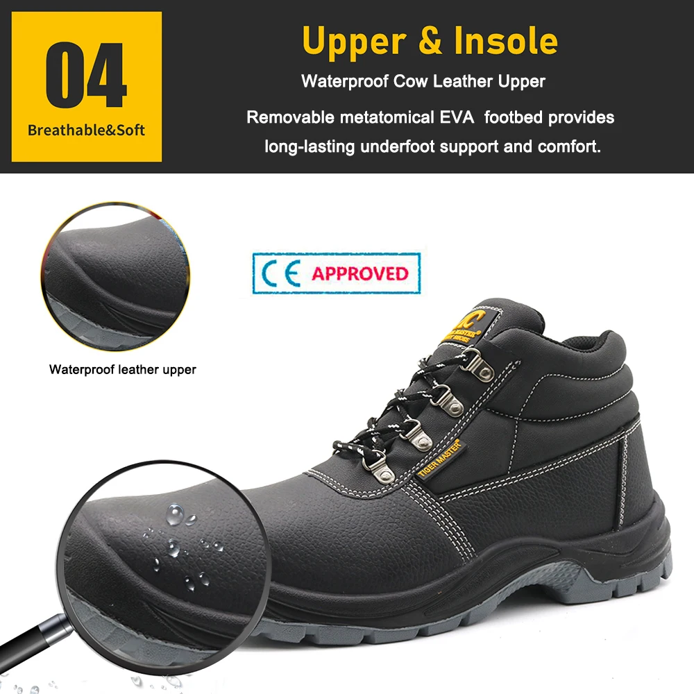 CE Verified Black Leather Oil Slip Resistant Pu Sole Anti Static ...