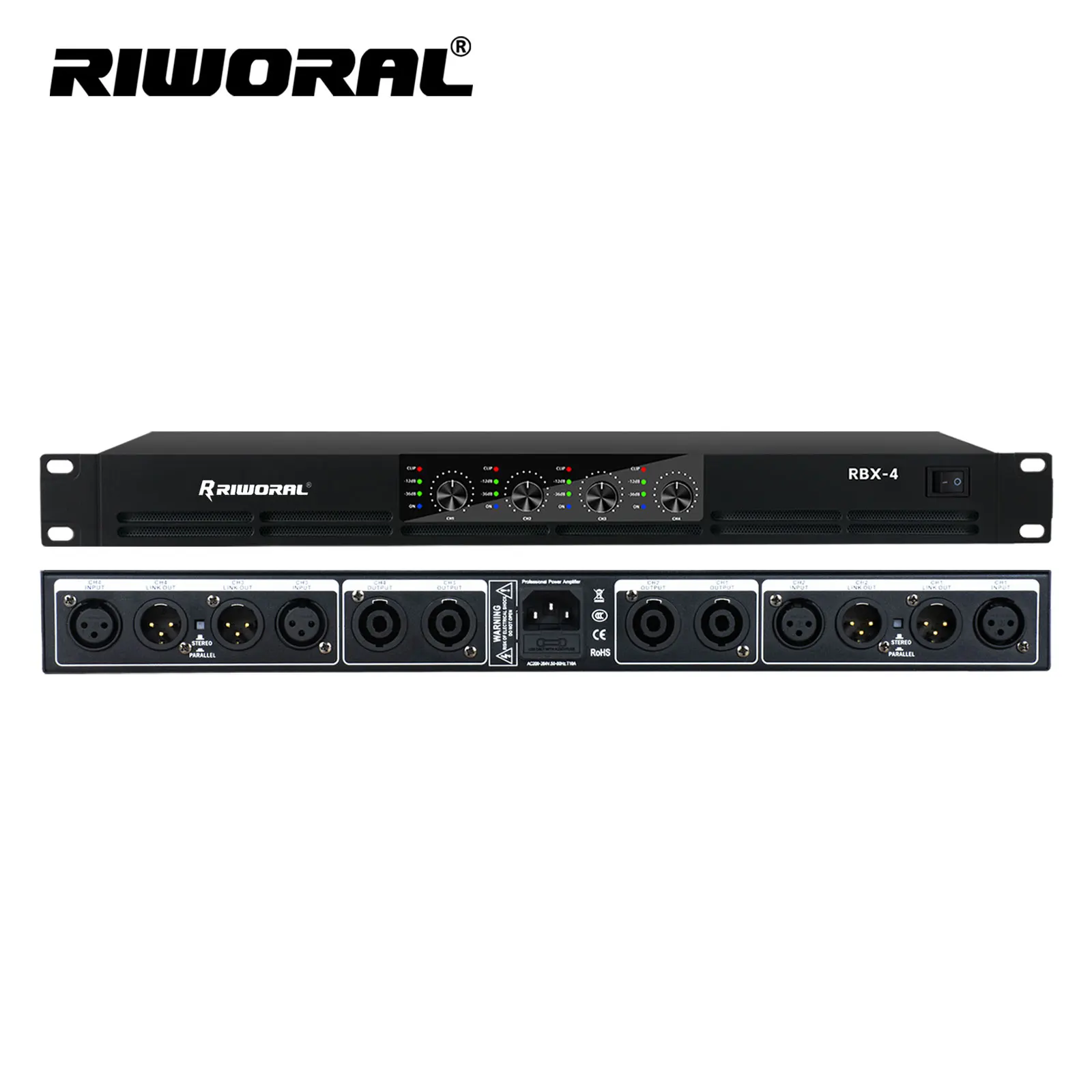 RBX-4 Riworal class D 1600W 4 channels speaker digital power amplifier ...