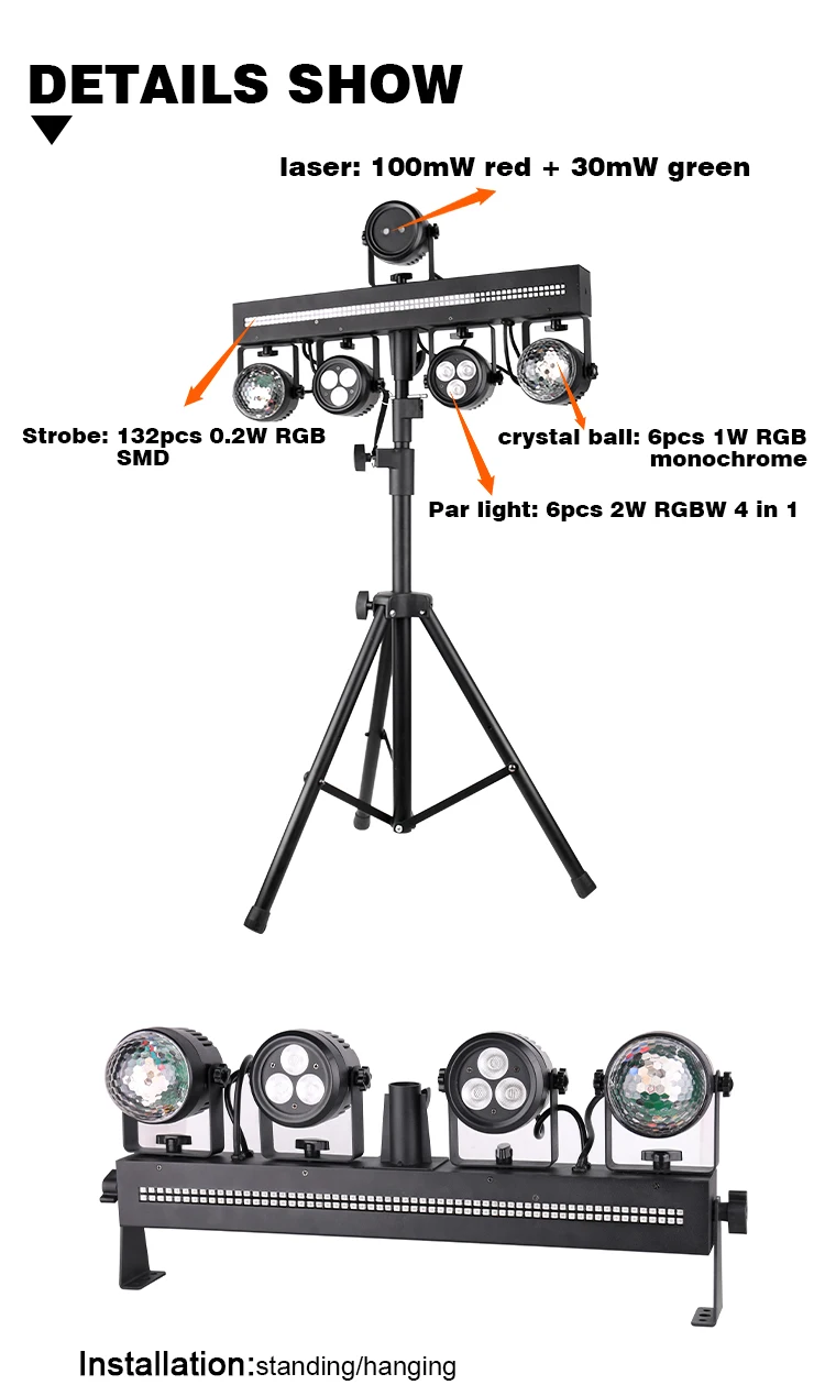Marslite Portable DJ Light System with Stand - RGB Beam & Strobe ...