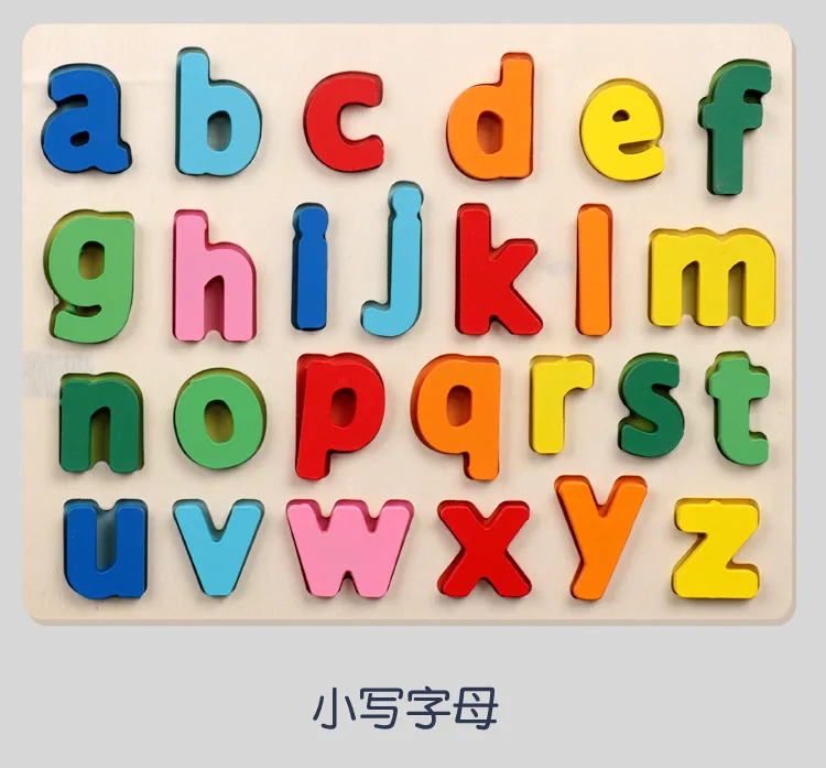 Wooden ABC Alphabet Number Shape Puzzle Board Kids Montessori 3D ...