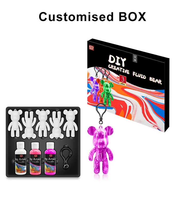 Khy Non-tox Art Pre Mixed Kit Fluid Diy Bear Paints For Kids Pouring ...