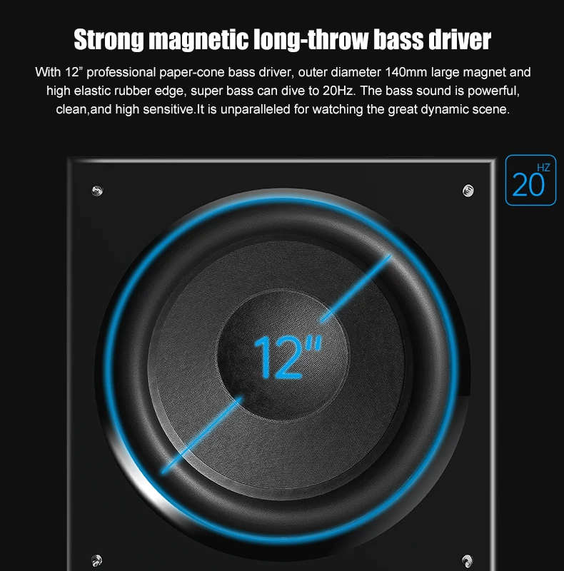 12 Inch Active Subwoofer - 300W Punchy Bass Experience