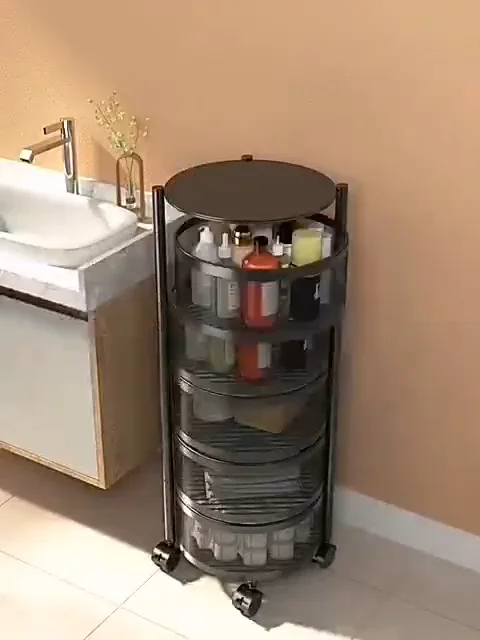 J2051 Kitchen Rotating Storage Shelves Rack With 5-tier Metal Multi ...