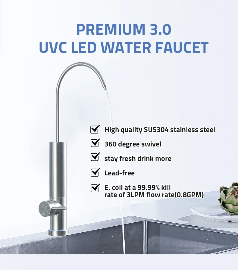 Household 3lpm Uvc Led Water Faucet Automatic Stainless Steel ...