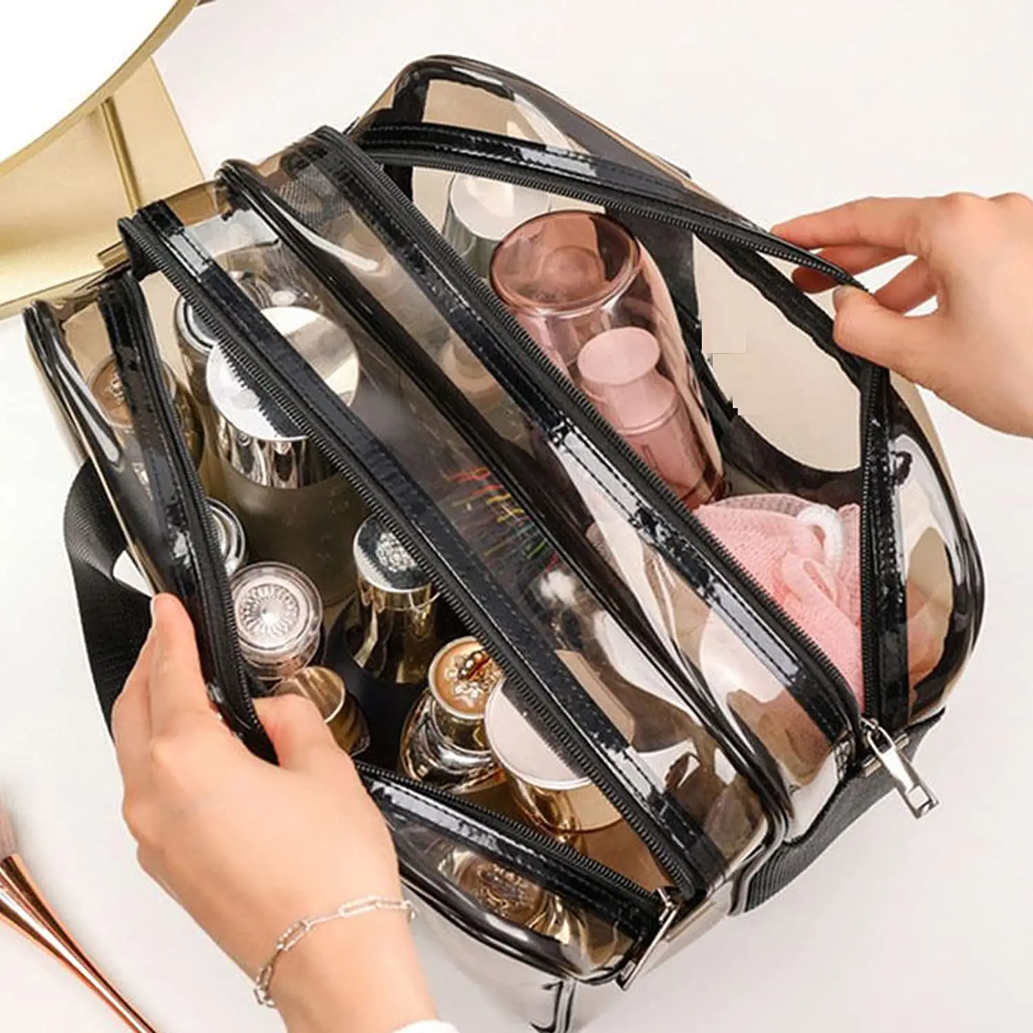 Clear Tpu Makeup Bags Cosmetic Bag With Compartments,Clear Tpu Toiletry ...