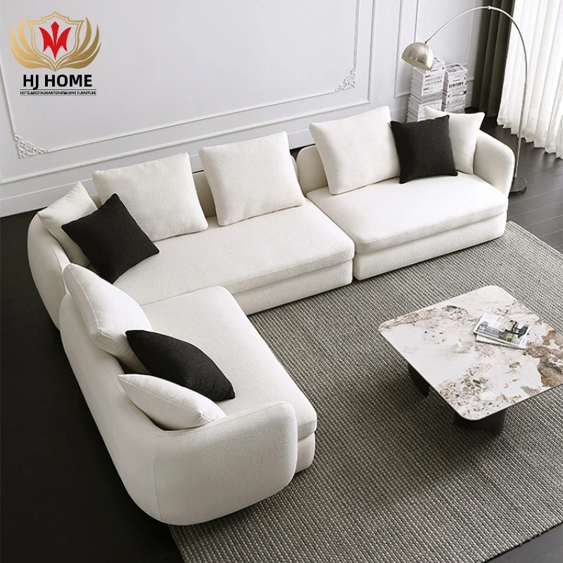 Luxury Boucle Fabric Couch for Hotel L U Shaped Sectional Corner ...