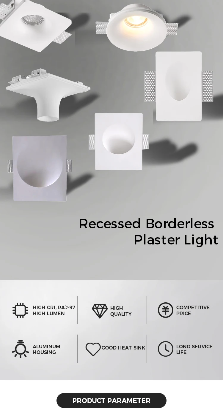 Gypsum Ceiling Recessed Trimless Led Square Round Plaster Gypsum ...