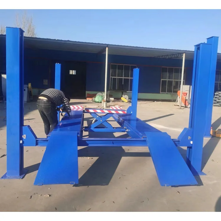 Low Ceiling Double-deck Auto Lift 4 Post Car Lift With Casters 9000 Lb ...