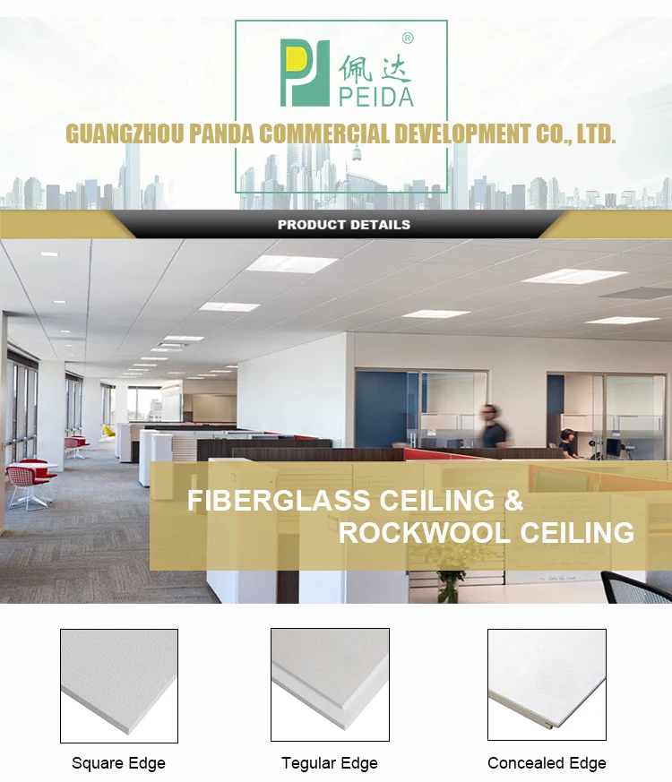 Acoustic Ceiling Board 600x600 Fiberglass Panels for Decoration
