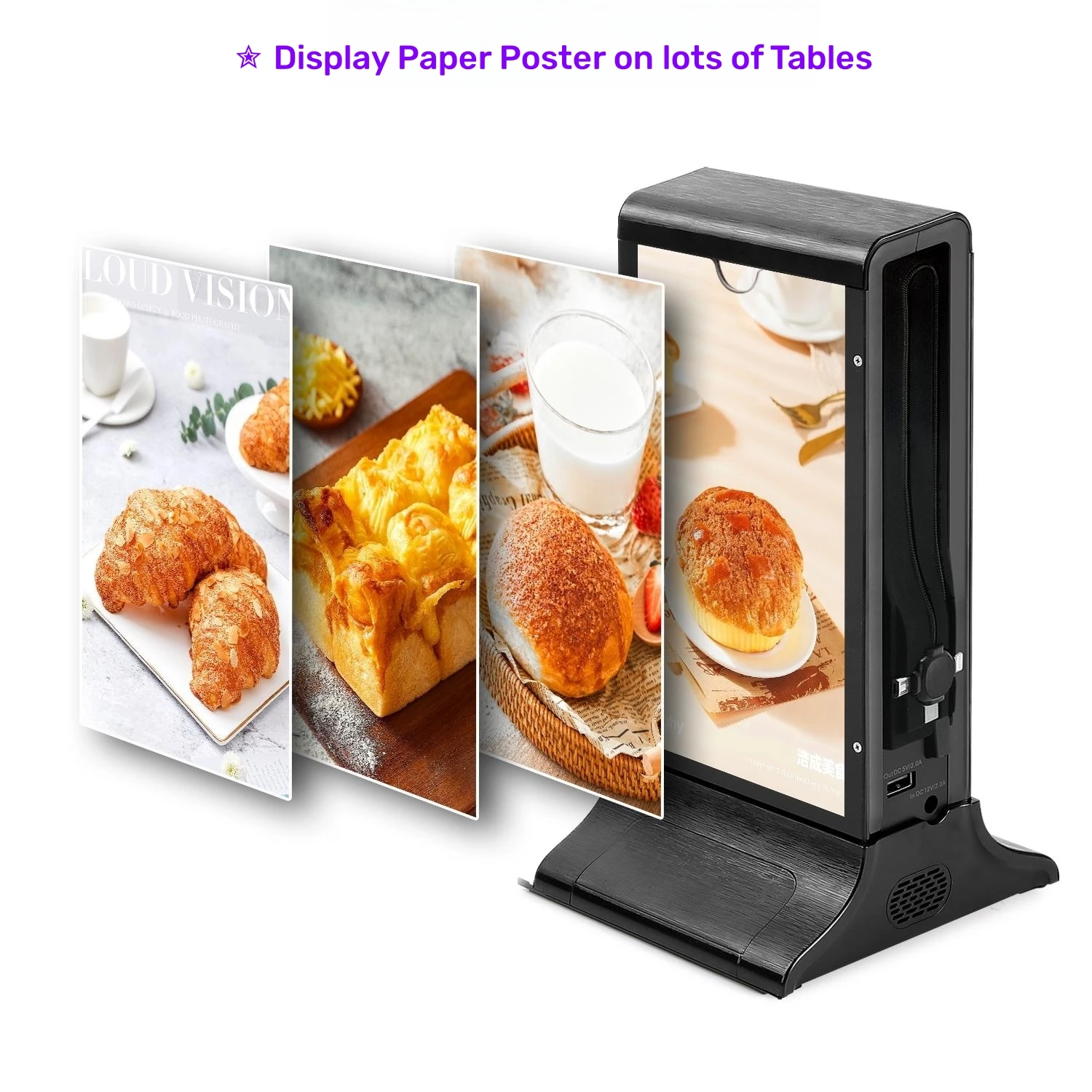 New 23200mah Powered Battery Powered Table Top Restaurant Ad Android 7 ...