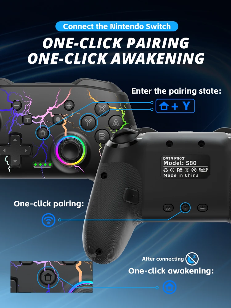 Data Frog S80 Thunder Colour Game Controller For Ns/switch Lite/oled/pc ...