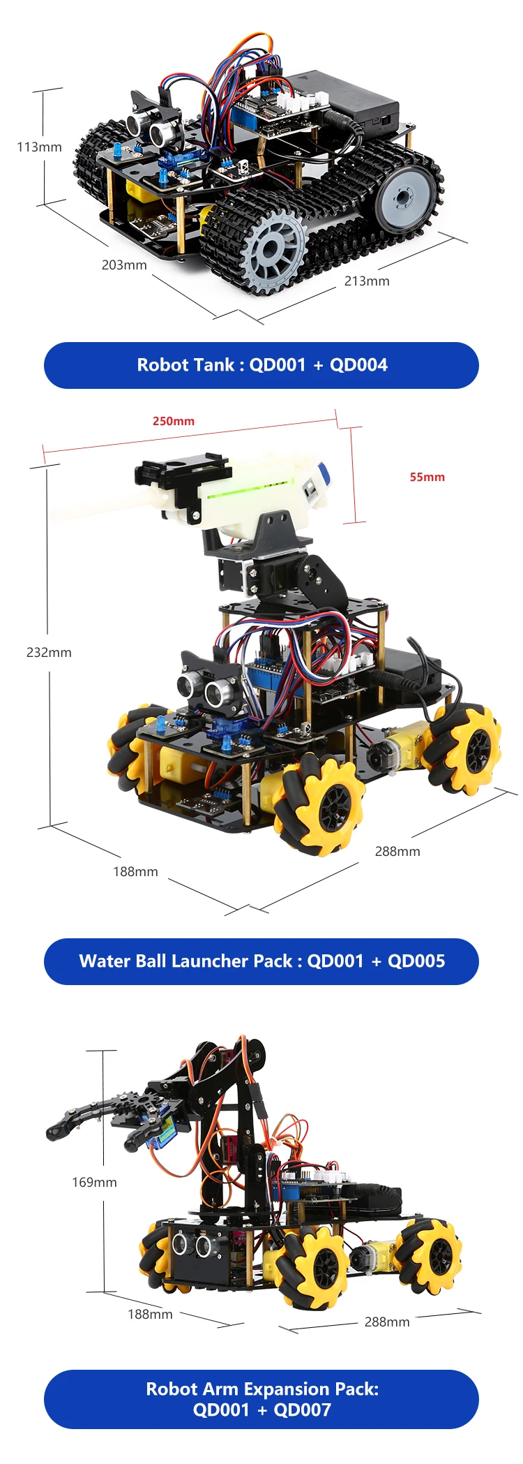 ACEBOTT ESP32 Solar Powered 4WD Smart Tank Robot with Camera for Arduino IoT Programming Kit ...