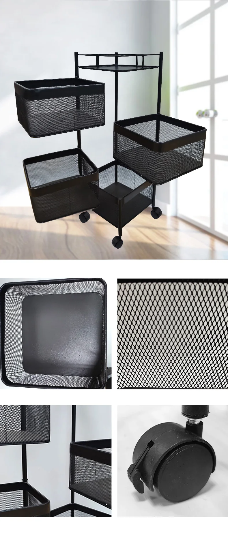 Hot Selling 5 Layers Kitchen Storage Racks Carbon Steel Rotation ...