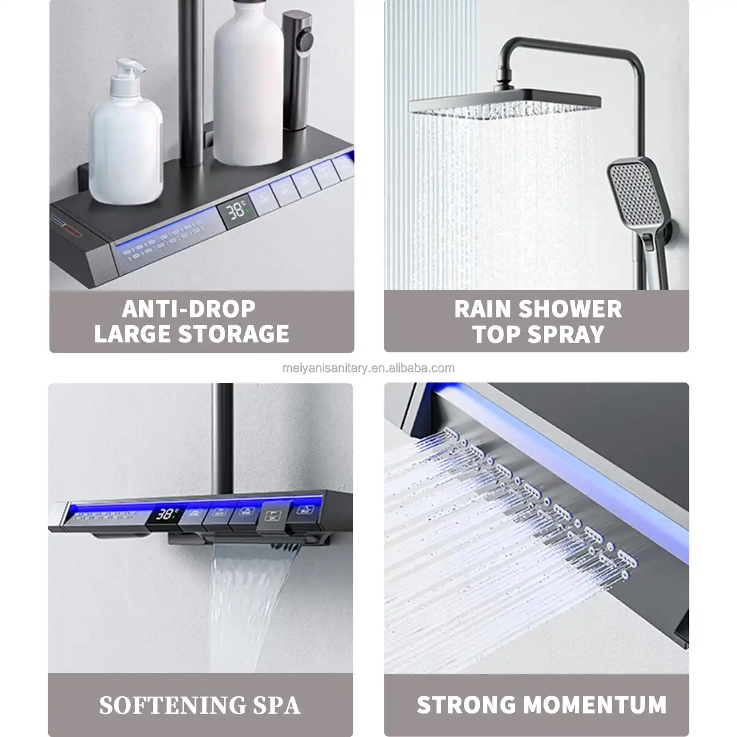 Modern White Piano Key Shower System Set - Exposed Wall-Mounted Faucet ...