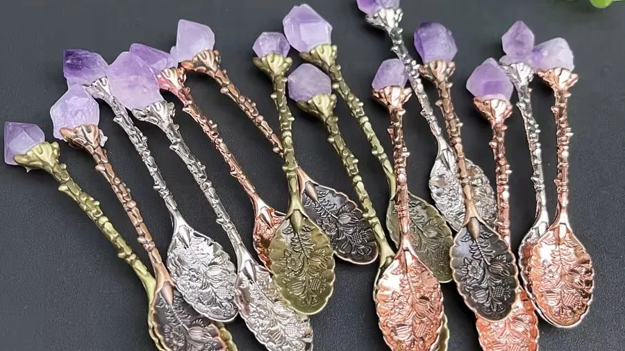 New Arrivals Brown Rose Gold Tea Set Healing Stones Amethyst Quartz ...