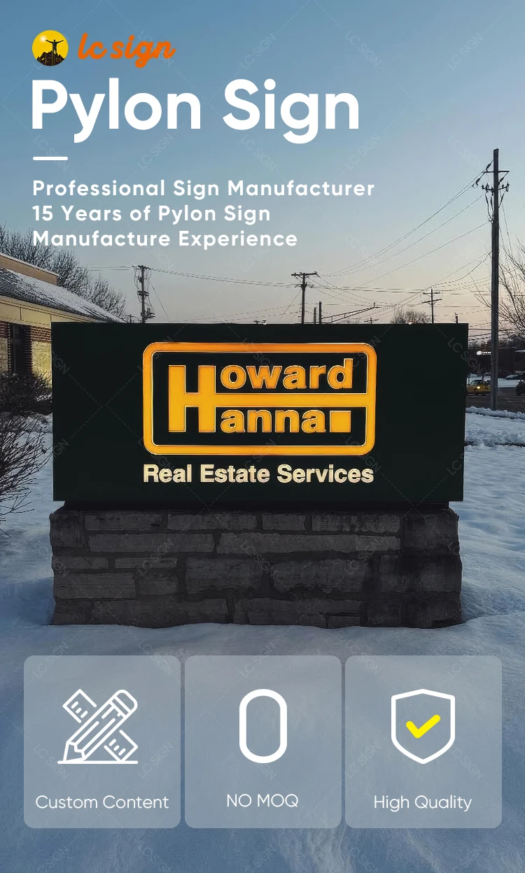 Custom Commercial Pylon Signs 3D Pylon Signage Street Illuminated Advertising Pylon Signboard ...