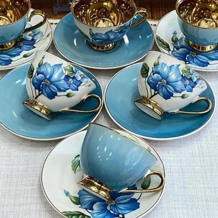 Modern Large Tea Cup and Saucer Sets Ceramic Porcelain Bone China ...