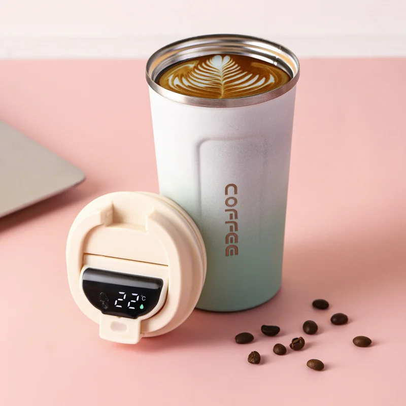 Wholesales 380Ml 510Ml Smart Temperature Display Coffee Cup Double Wall ...